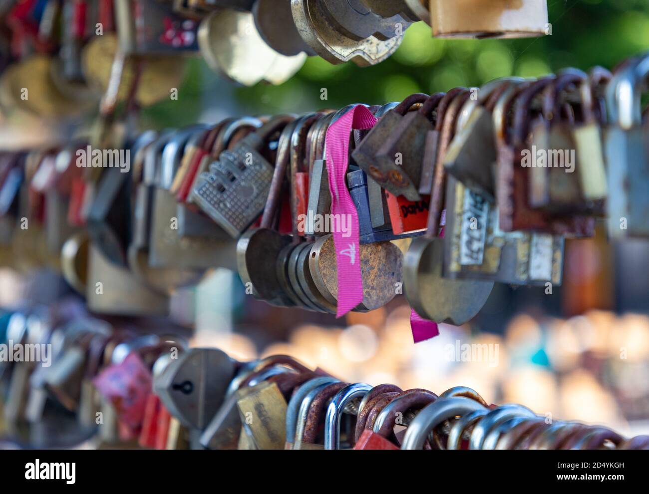 A picture of the famous love lockers on display at the Butchers' Bridge ...