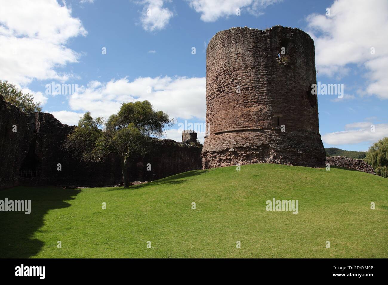 Circular Keep and Curtain wall of Skenfrith Castle in the village of ...