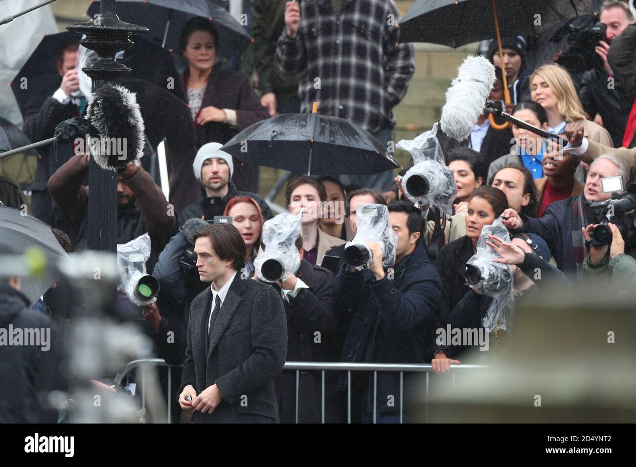 Robert Pattinson during filming of The Batman outside St George's Hall ...