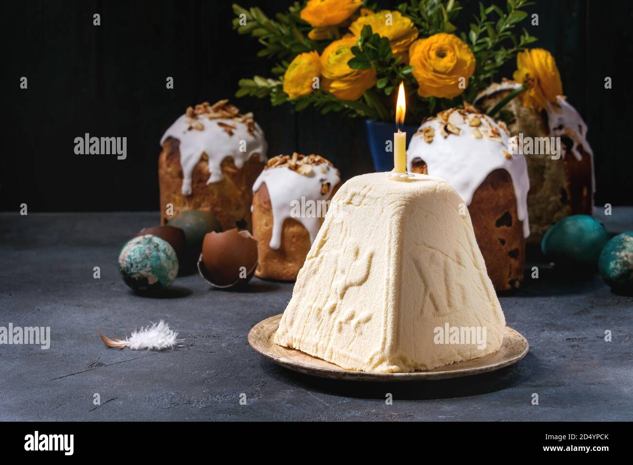 Traditional Russian Easter cottage cheese dessert, Orthodox Paskha with ...