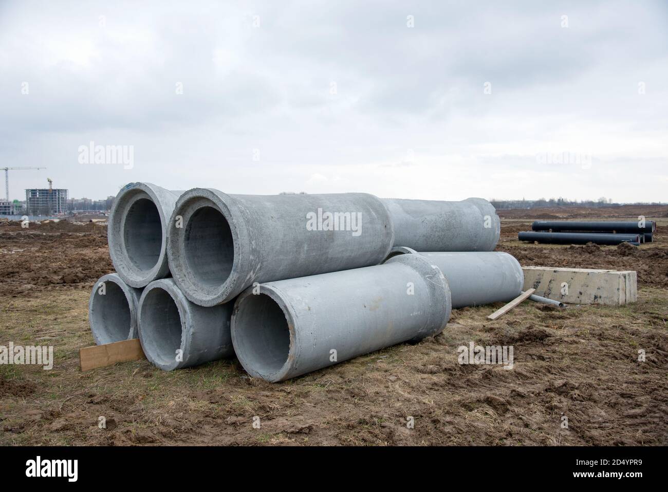Concrete sewer pipes for laying an external sewage system at a ...