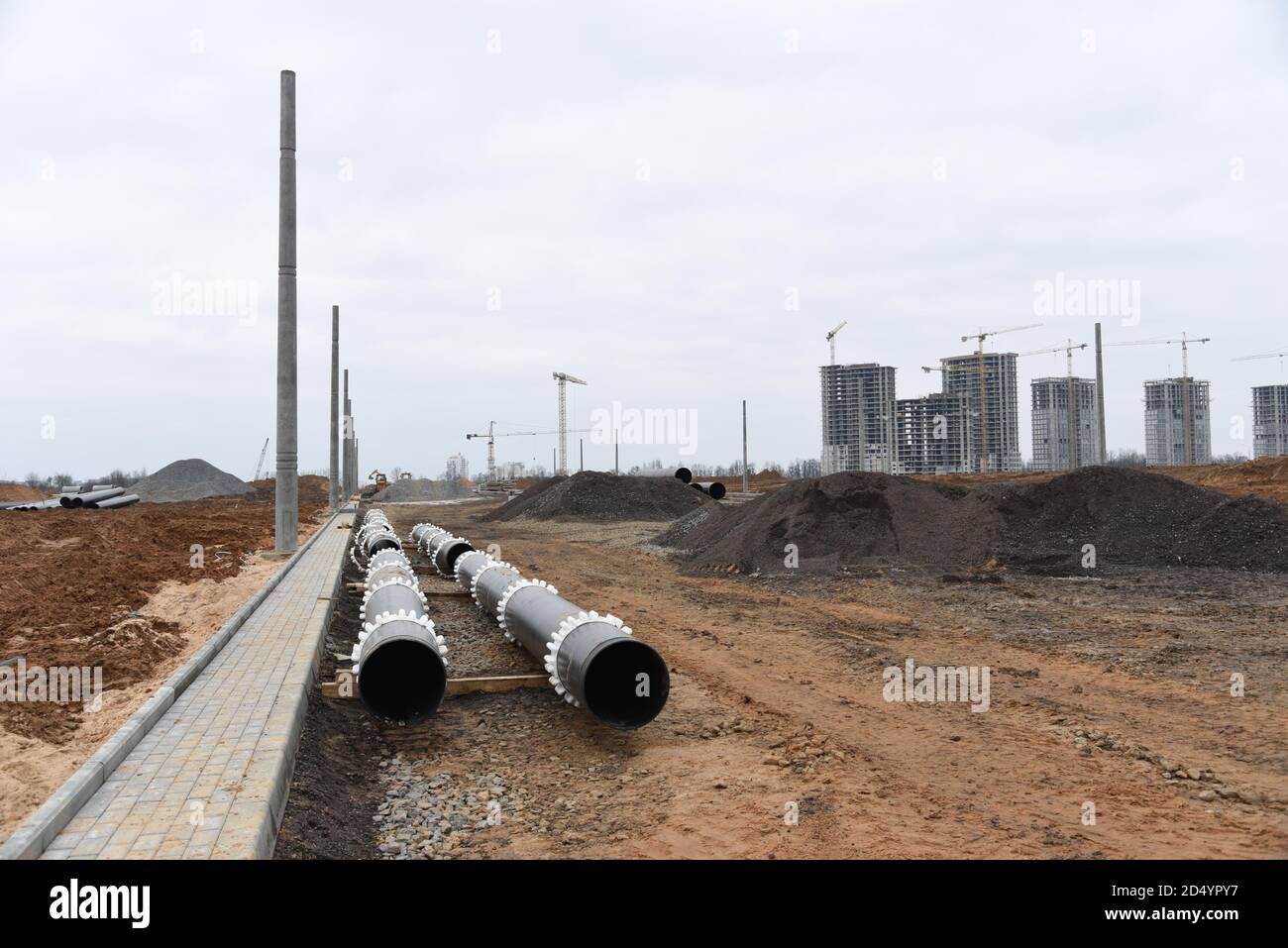 Cast iron sewer pipes for laying an external sewage system at a ...