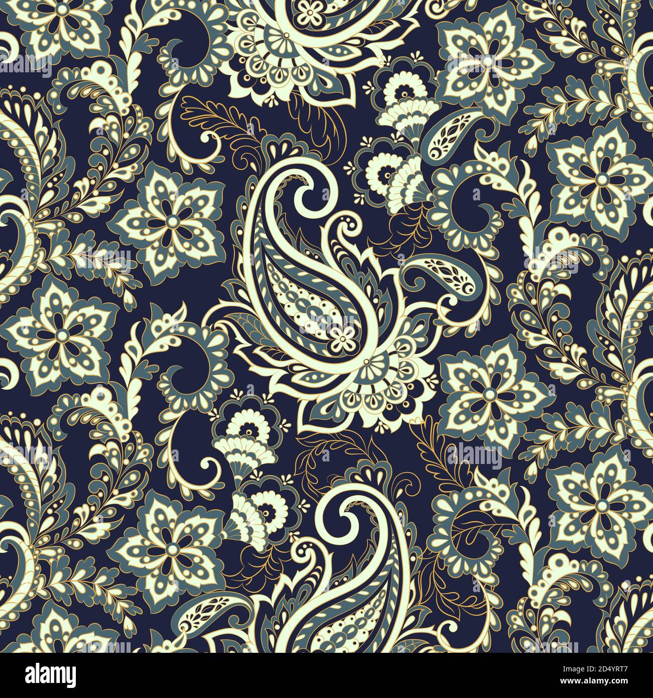 Folkloric Batik vector ornament. Ethnic Paisley Floral seamless pattern ...