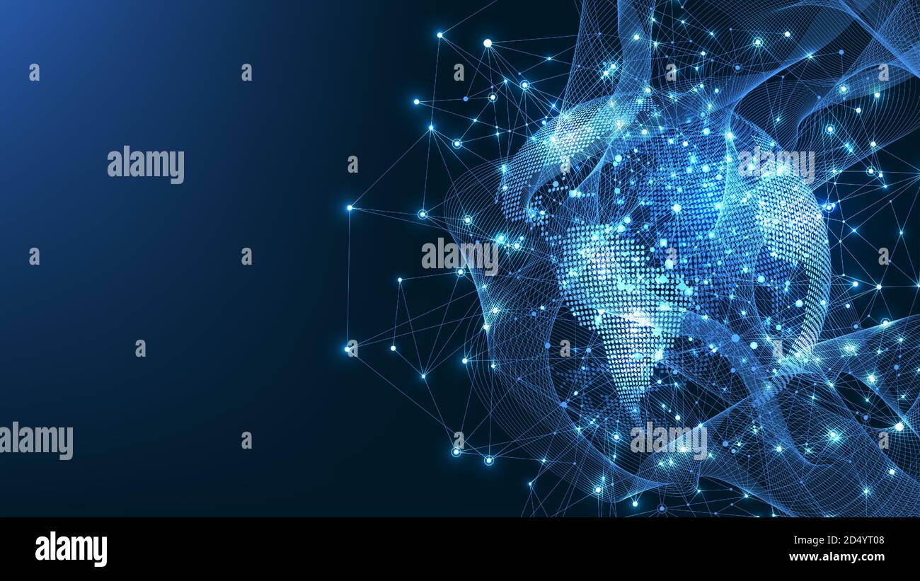 Global network connection concept. Big data visualization. Social ...