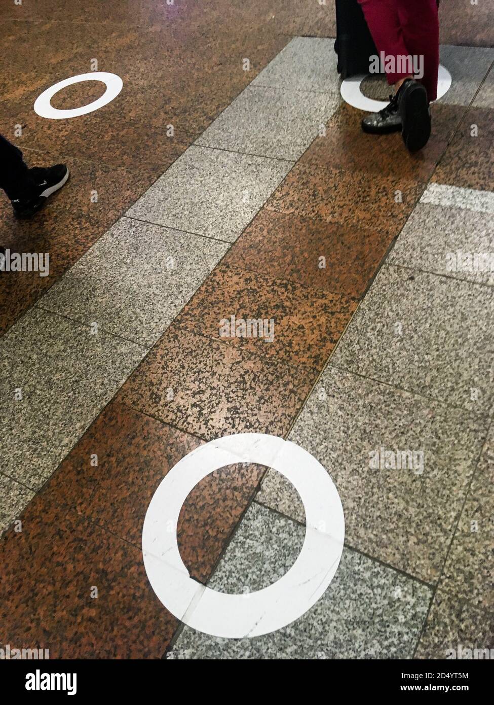 Marks traced on the ground of Part-Dieu railway station in order to ...