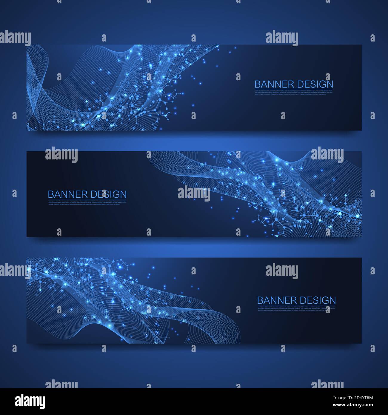 Molecules banners set with lines and dots. Science template wallpaper ...