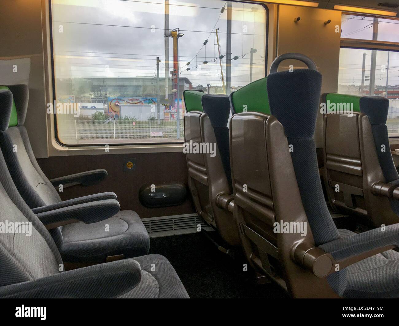 Empty compartment in a TER Train, Rouen, Seine-Maritime, Normandy ...