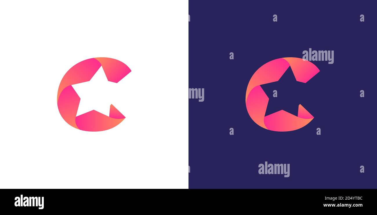 C star logo design . letter C with star concept logo design . vector ...