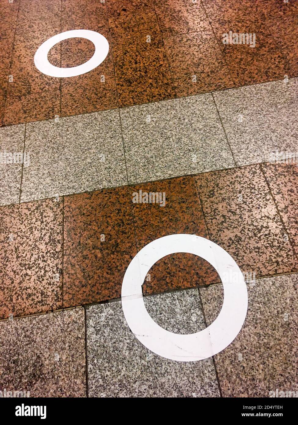Marks traced on the ground of Part-Dieu railway station in order to ...