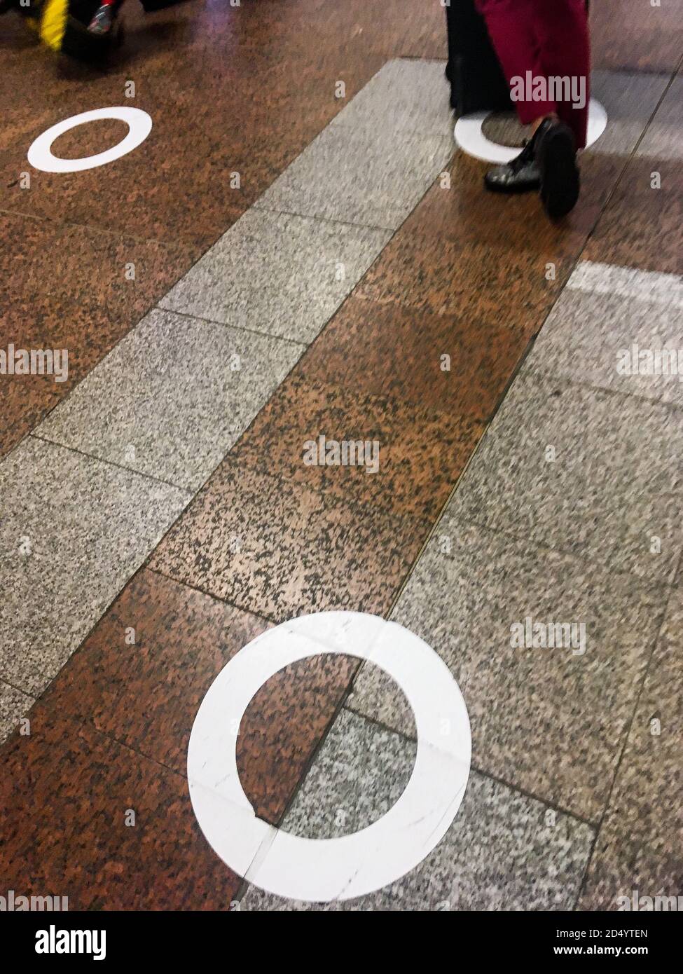 Marks traced on the ground of Part-Dieu railway station in order to ...