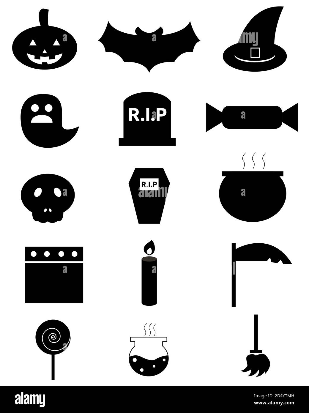Halloween party flat design Black and White Stock Photos & Images - Alamy
