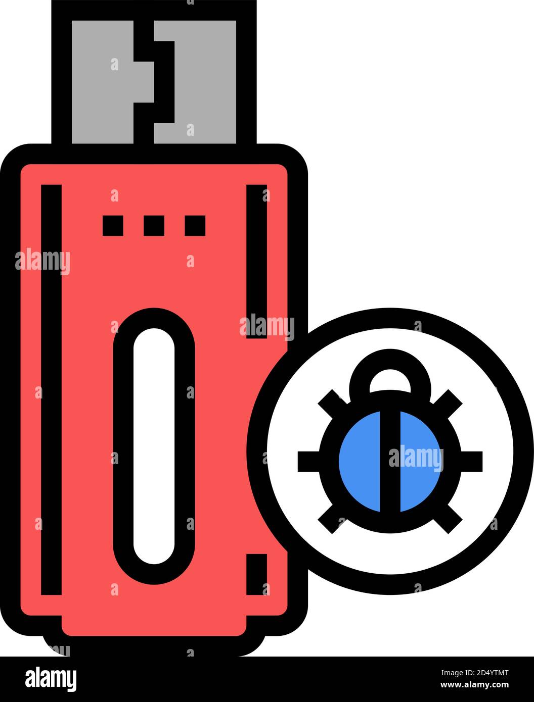 flash drive with virus color icon vector illustration Stock Vector ...