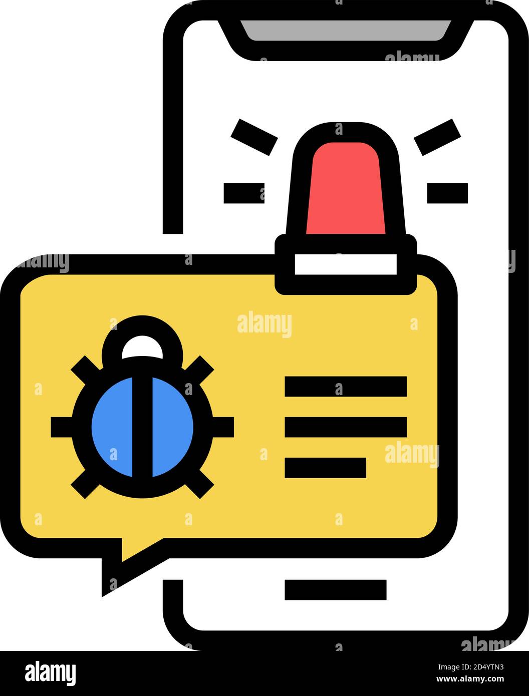 phone message with virus alarm color icon vector illustration Stock ...