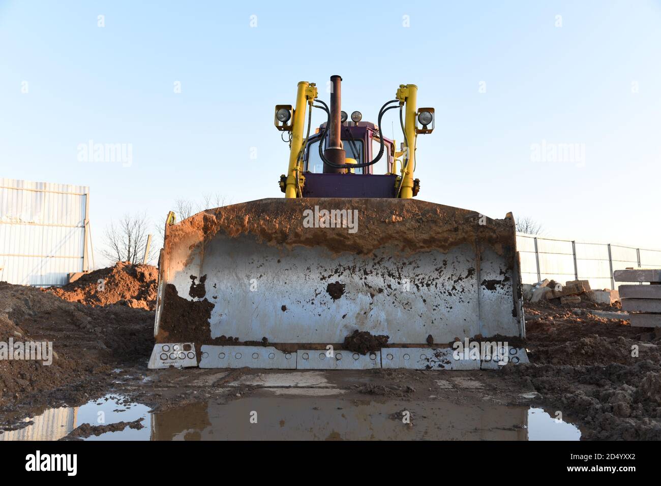 Dozer with bucket for pool excavation and utility trenching. Bulldozer ...
