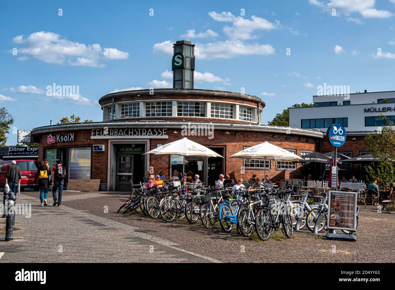 The Feuerbachstraße S-Bahn railway station exterior , Circular building ...