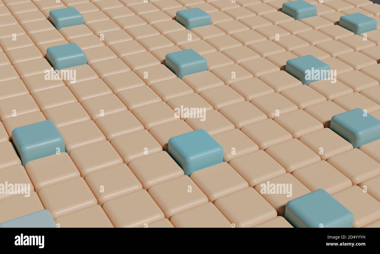 Modern abstract blue and cream colored 3D cube Stock Photo - Alamy