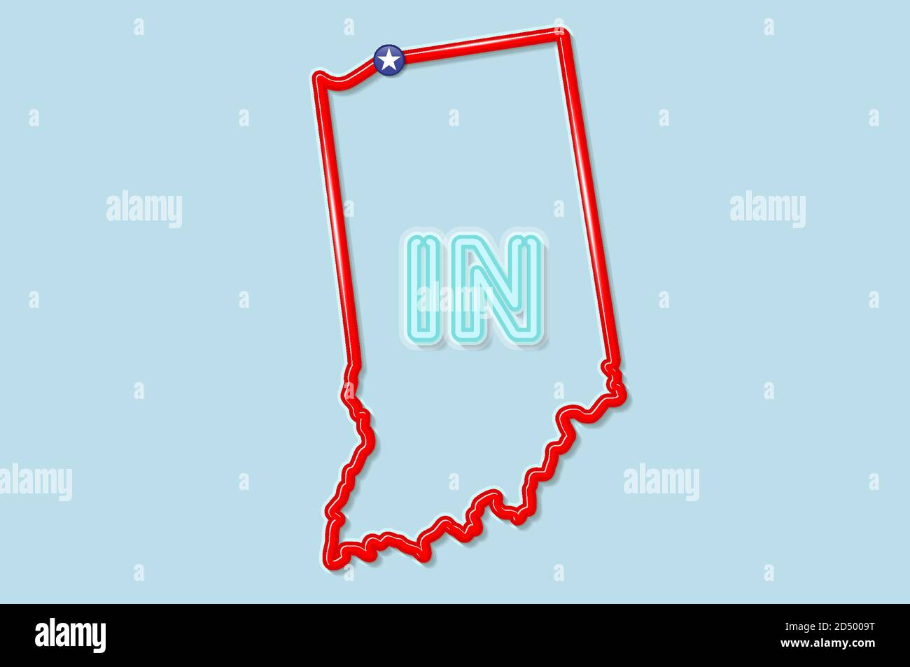 Indiana US state bold outline map. Vector illustration Stock Vector ...