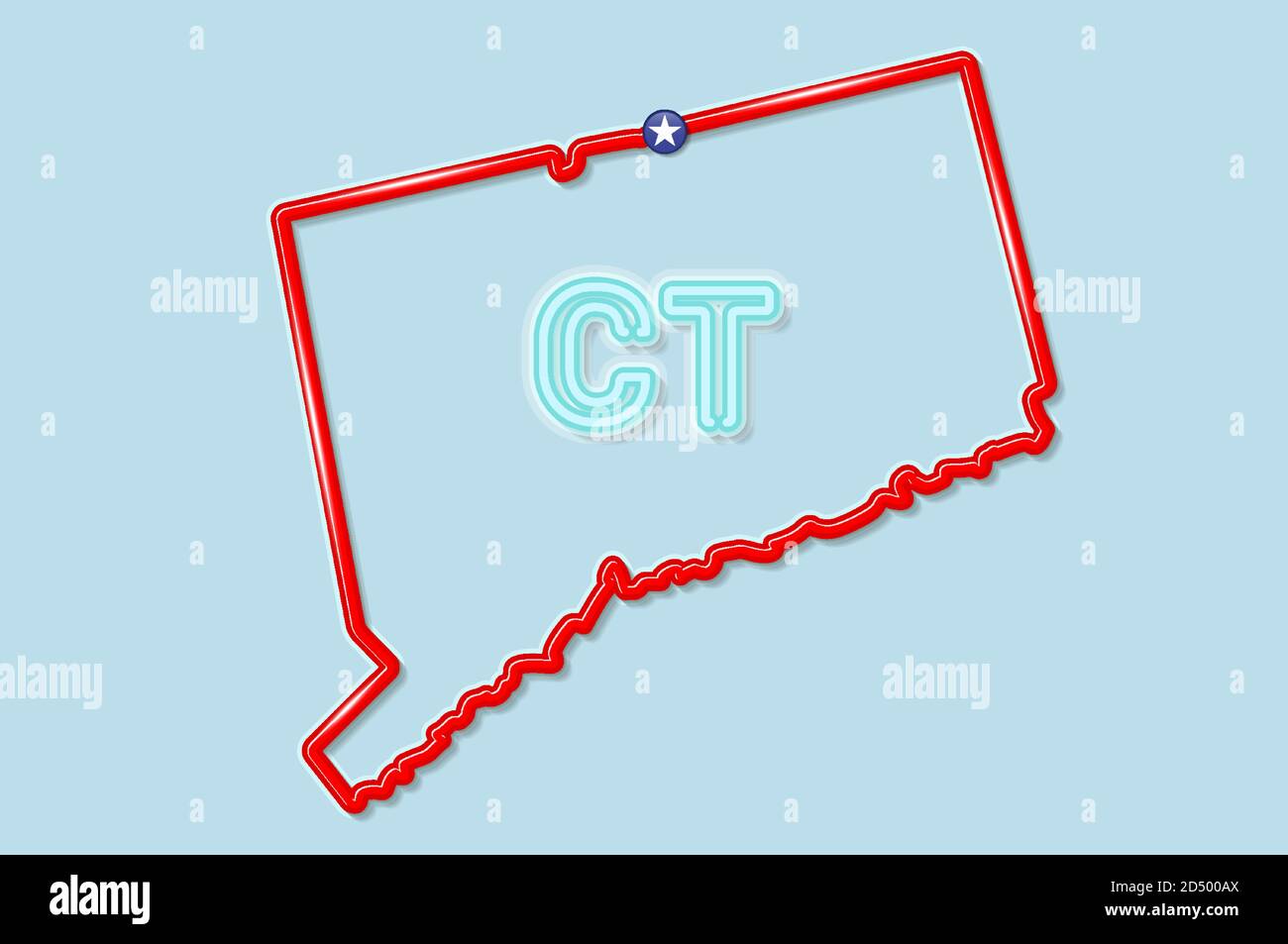 Connecticut US state bold outline map. Vector illustration Stock Vector ...