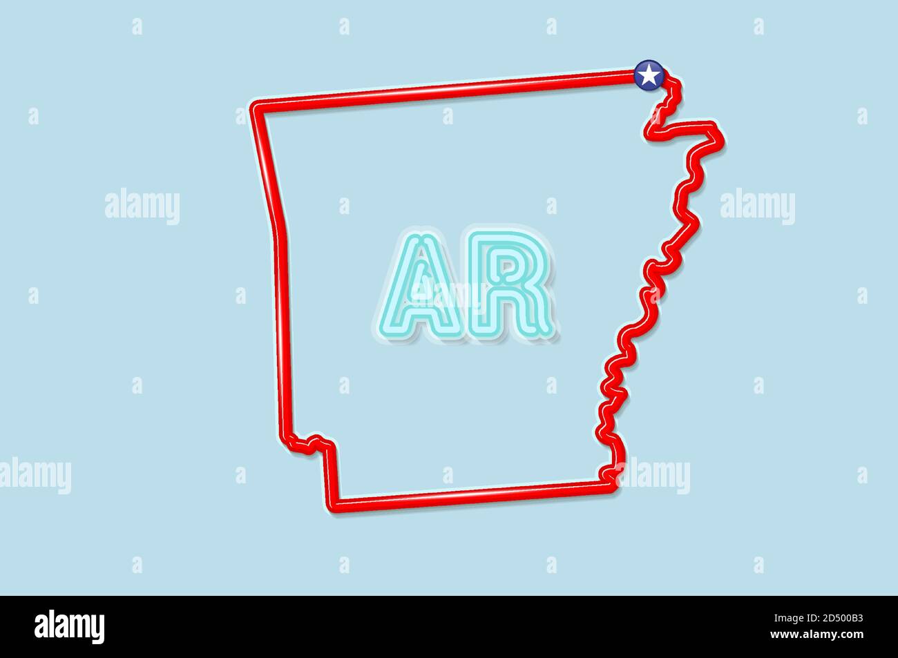 Arkansas US state bold outline map. Vector illustration Stock Vector ...