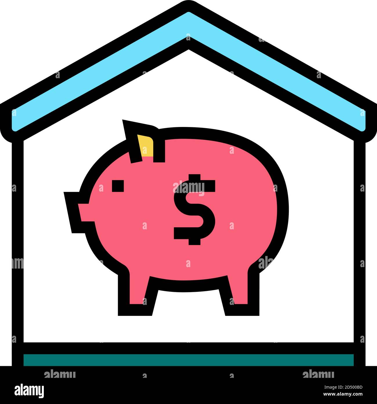 finance pig money box at home color icon vector illustration Stock ...