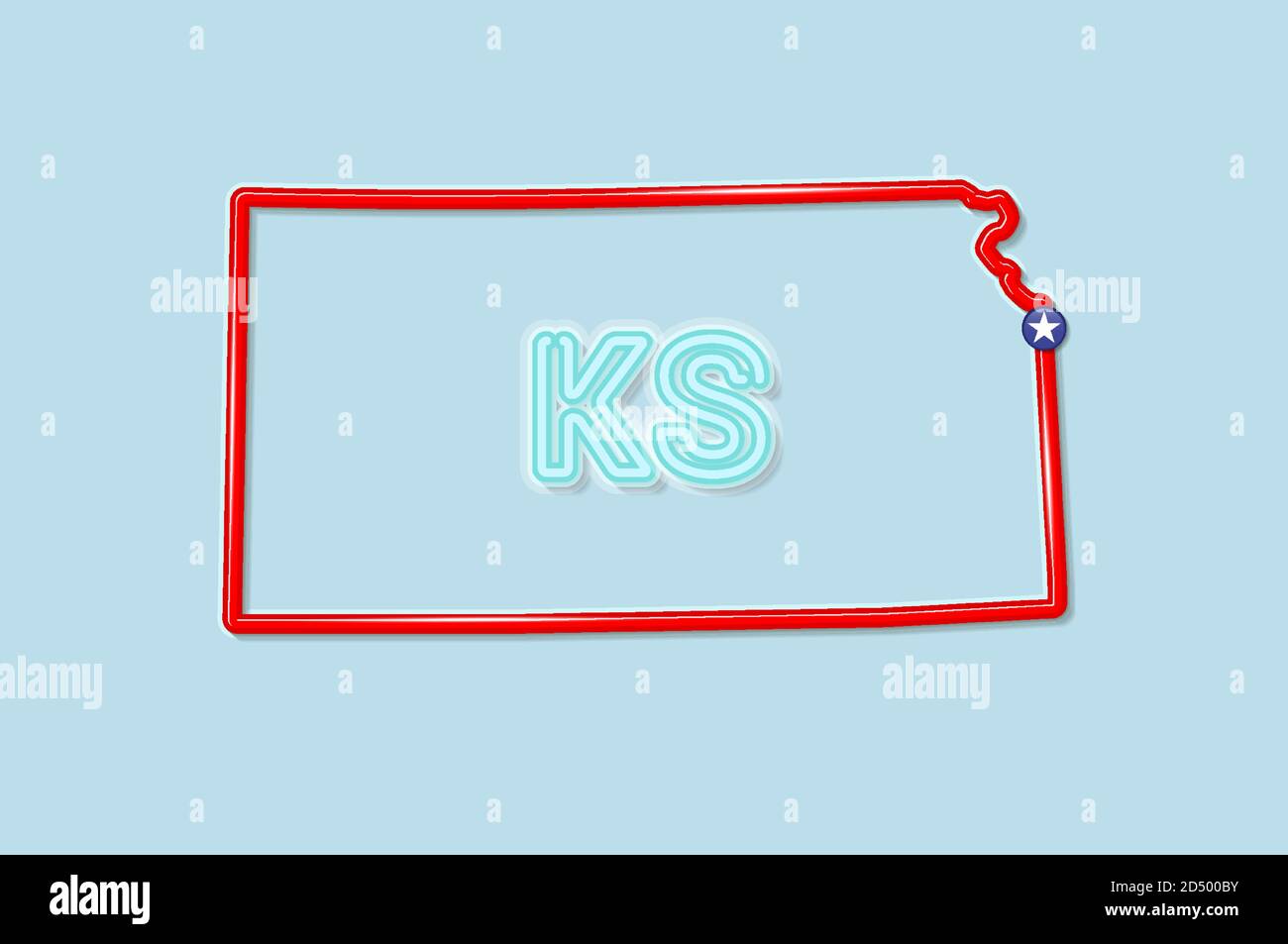 Kansas US state bold outline map. Vector illustration Stock Vector ...