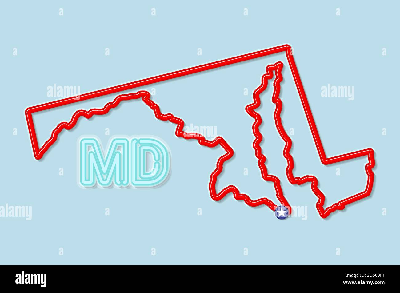 Maryland US state bold outline map. Vector illustration Stock Vector ...