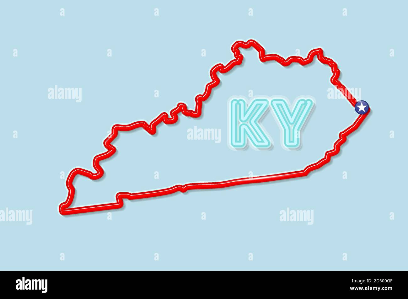 Kentucky US state bold outline map. Vector illustration Stock Vector ...