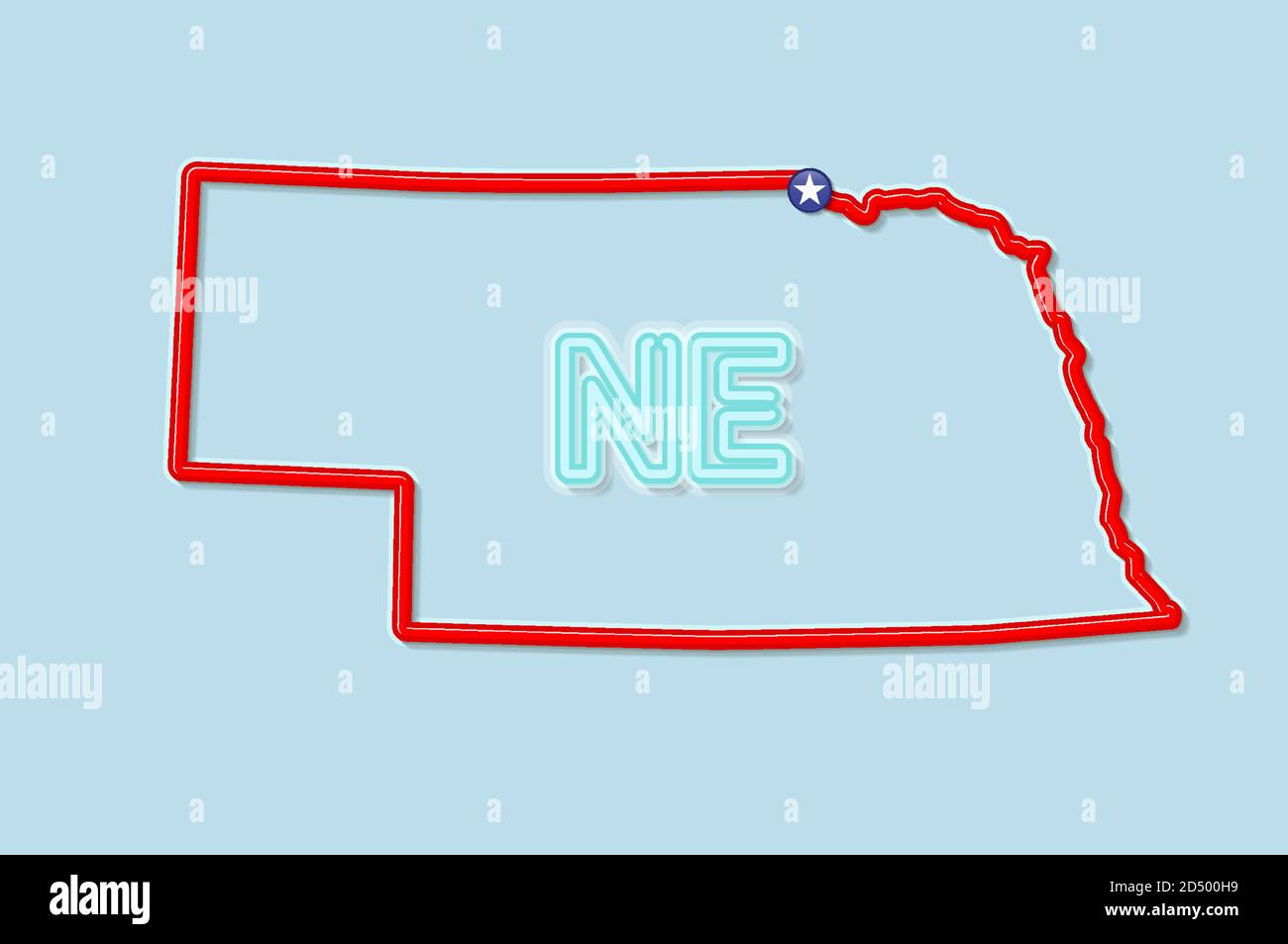 Nebraska US state bold outline map. Vector illustration Stock Vector ...