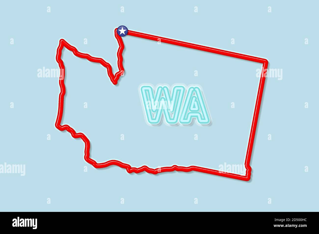 Washington US state bold outline map. Vector illustration Stock Vector ...