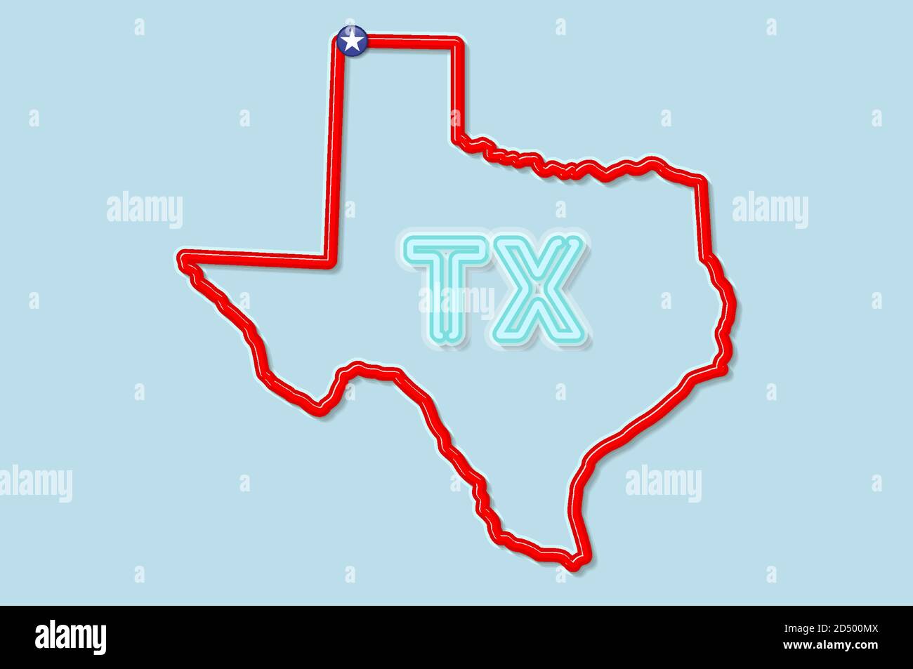 Texas US state bold outline map. Vector illustration Stock Vector Image ...