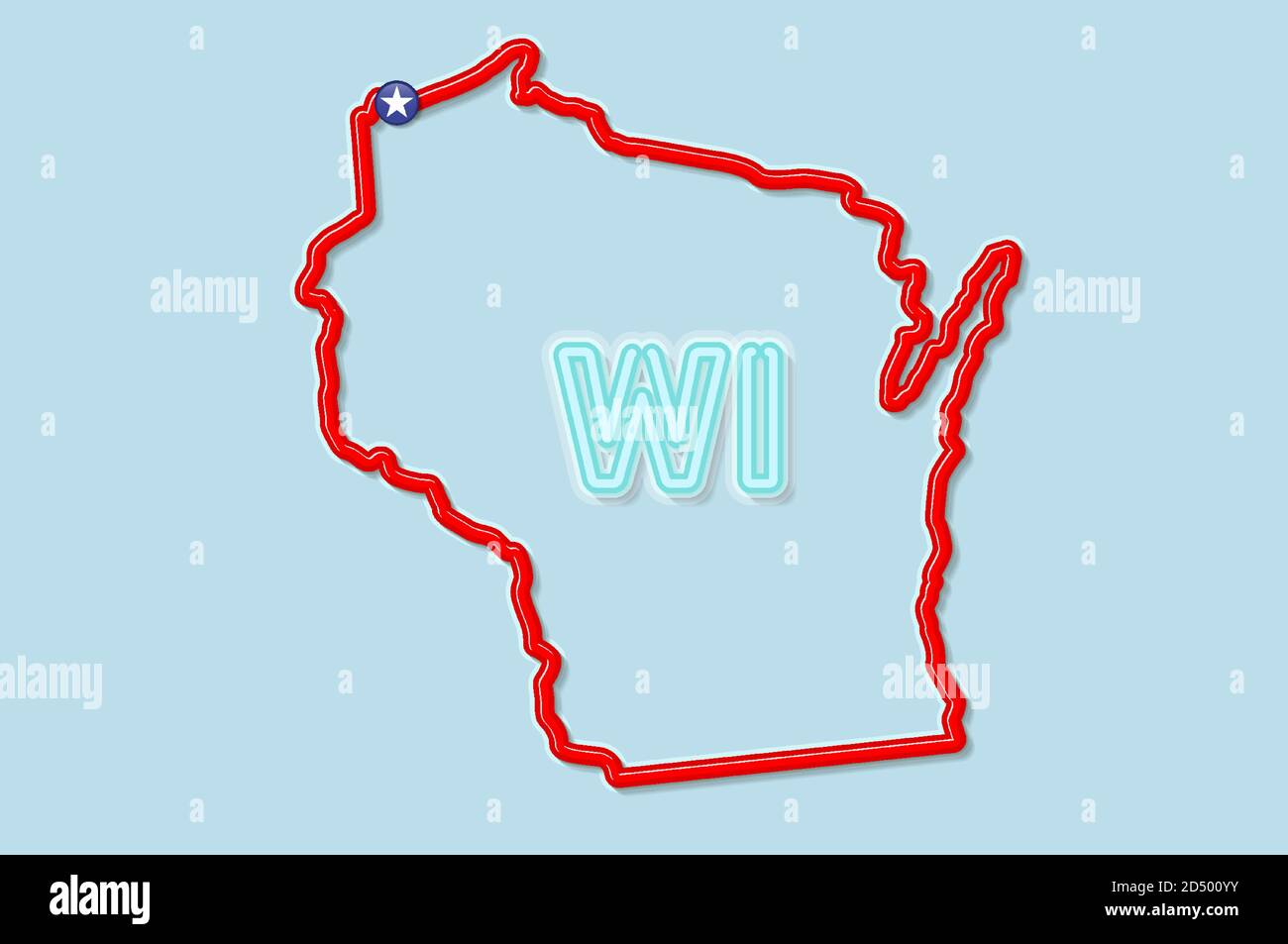 Wisconsin US state bold outline map. Vector illustration Stock Vector ...