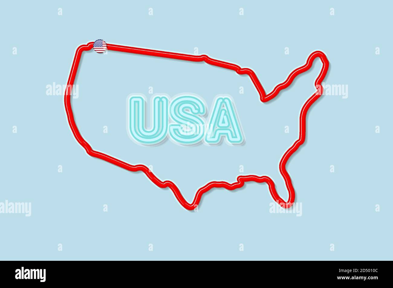 United States of America bold outline map. Vector illustration Stock ...