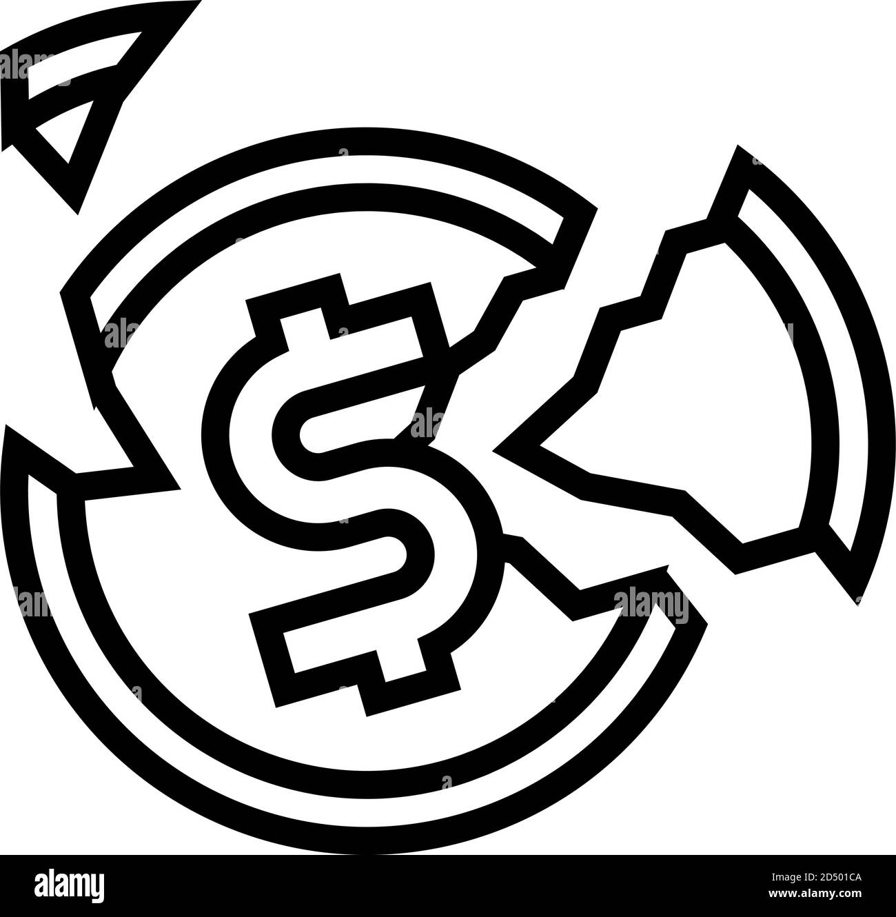 crashed coin line icon vector illustration Stock Vector Image & Art - Alamy
