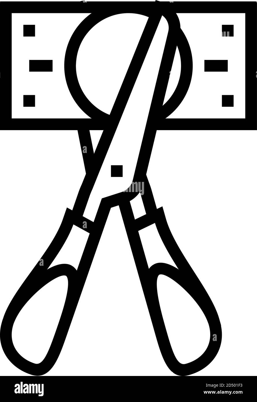 scissors cutting money banknote line icon vector illustration Stock ...