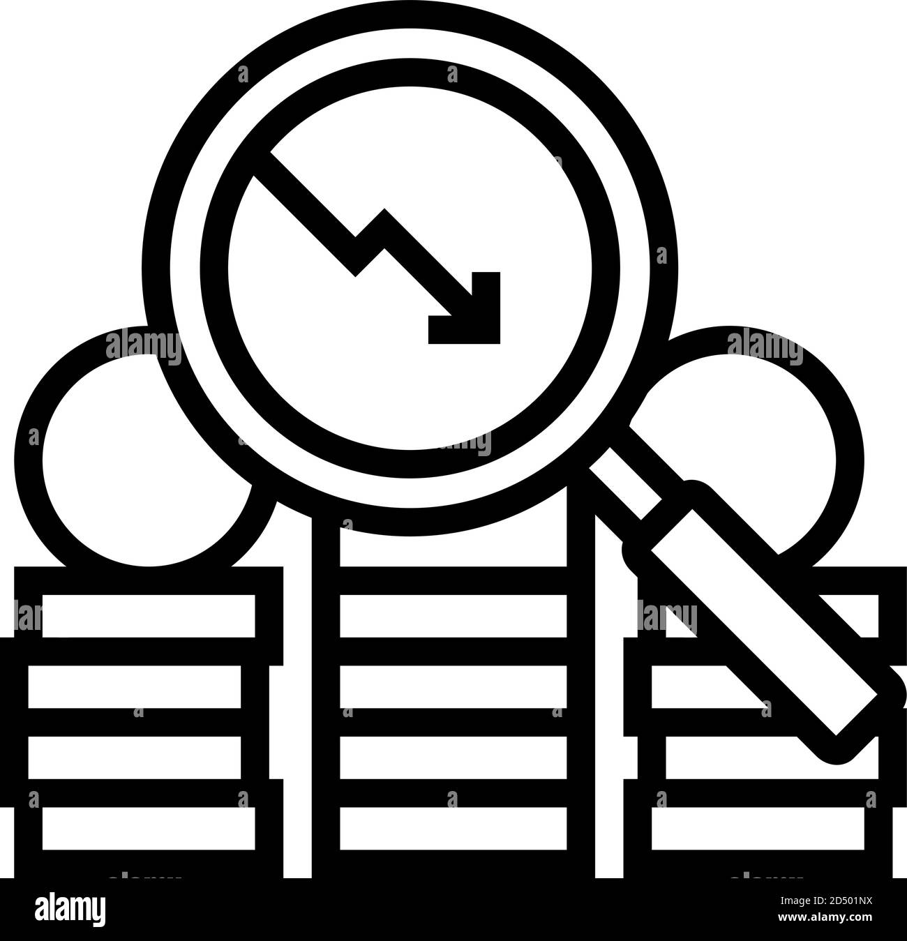 money coin research falling infographic line icon vector illustration ...