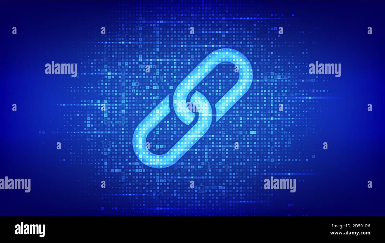 Link icon made with binary code. Blockchain technology. Cooperation ...