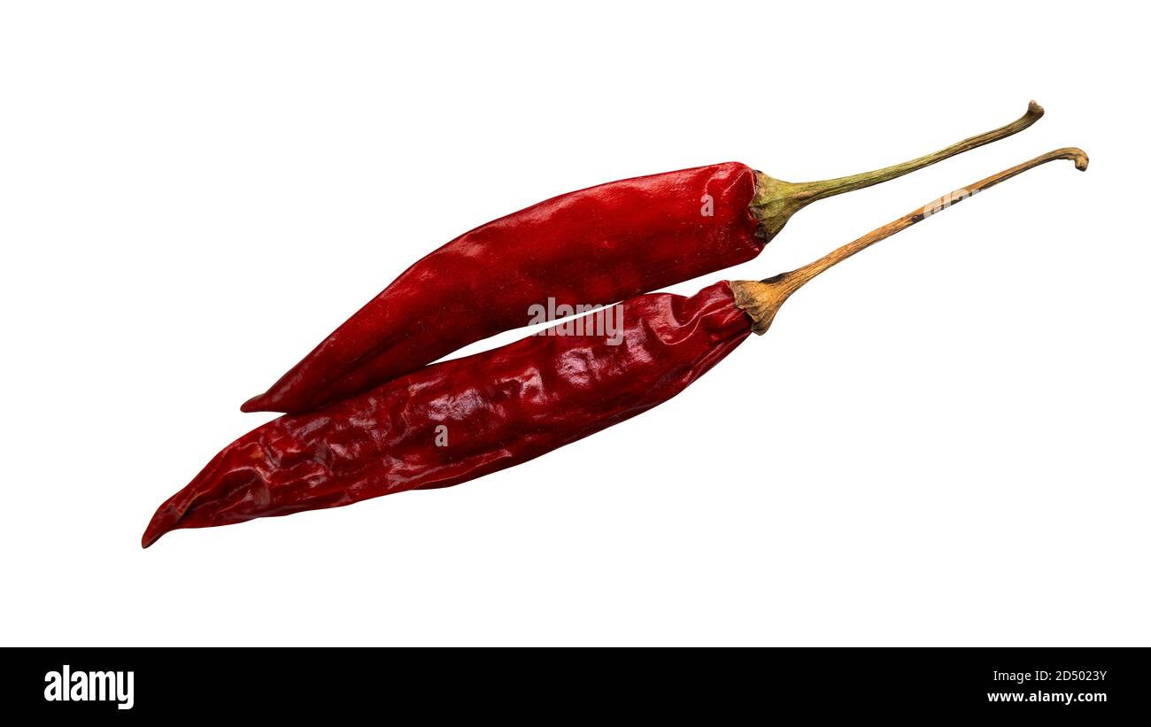 top view of red chillies isolated on white background Stock Photo - Alamy