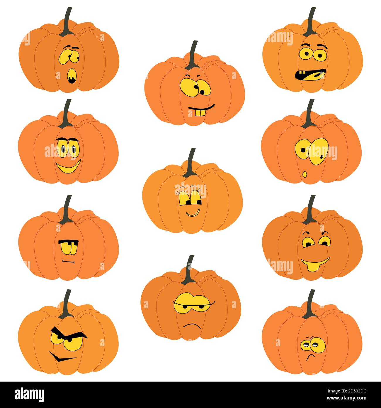 Set of halloween pumpkins, funny faces. Autumn holidays. Vector ...