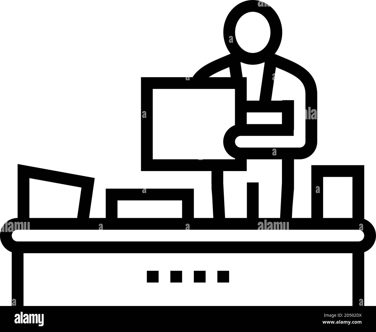 recycling plant worker sorting garbage line icon vector illustration Stock Vector Image & Art ...