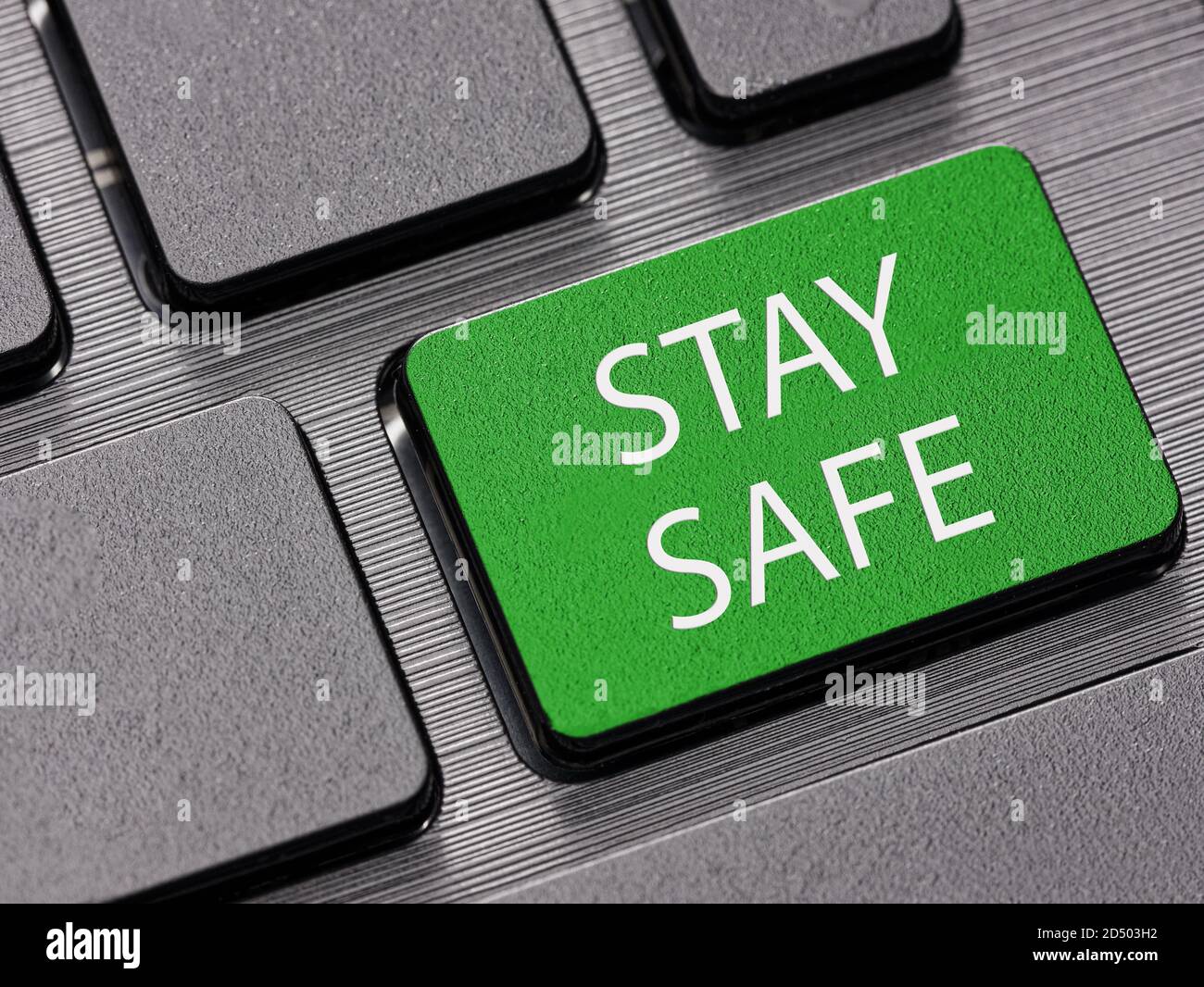 stay safe key on computer keyboard prevention message concept Stock ...