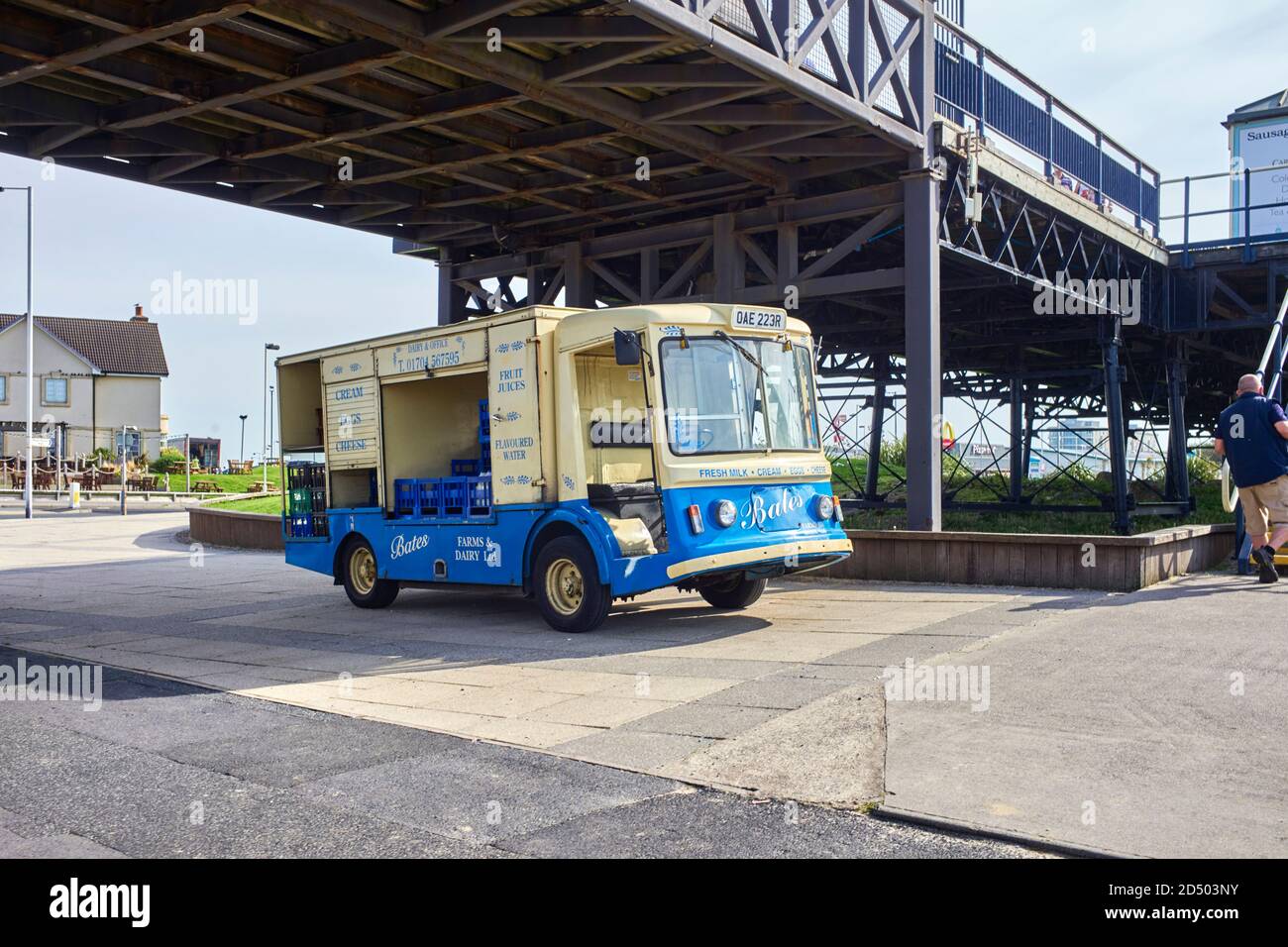 Electric milk delivery float in Southport, Merseyside Stock Photo - Alamy