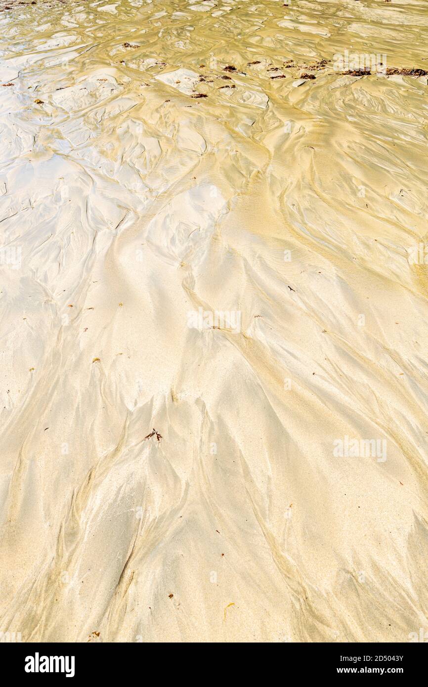 Overhead close up detail of the beach, sand at Old Head, Louisburgh ...