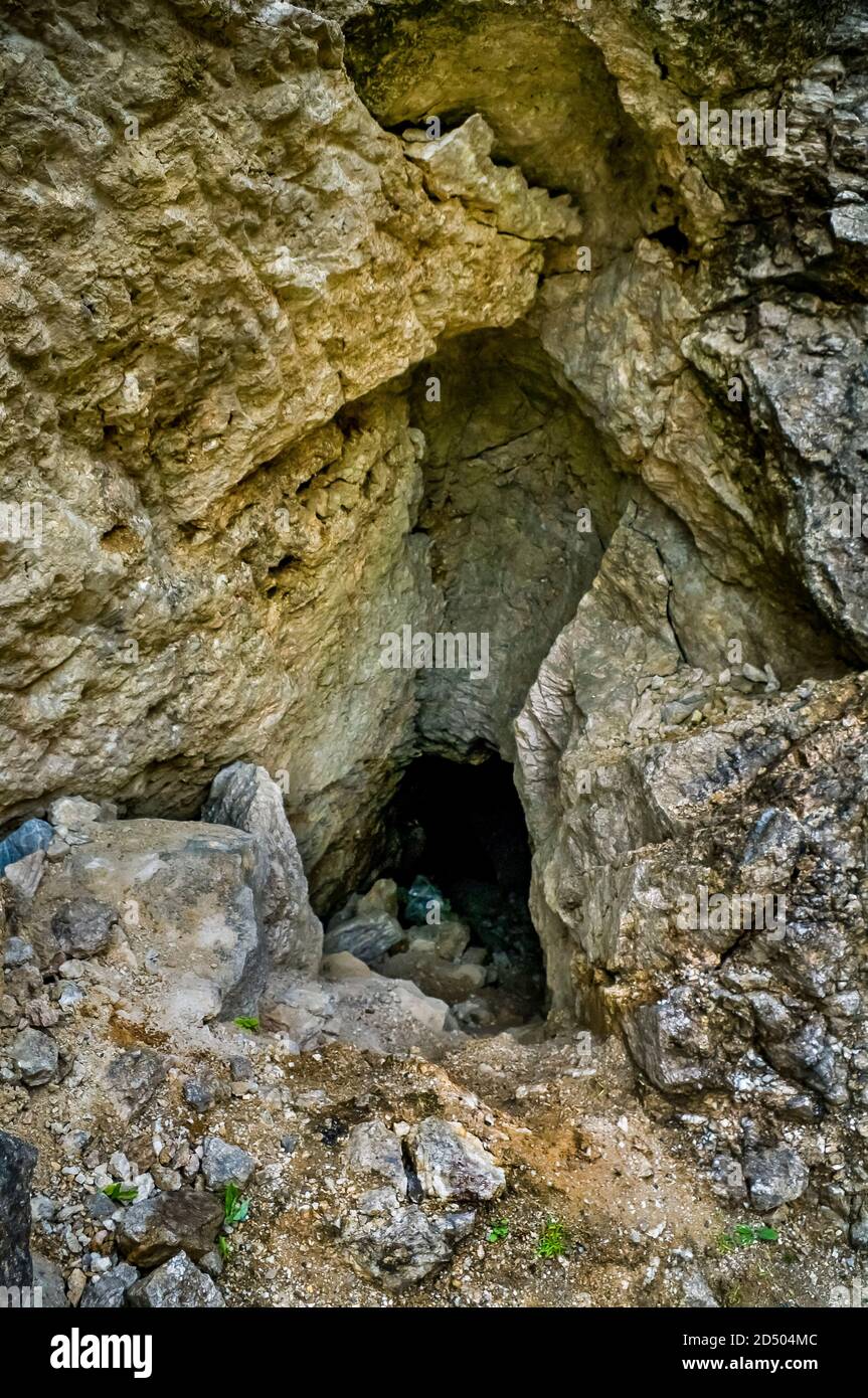 Area of old lead mines quarried away for fluorspar and limestone in ...