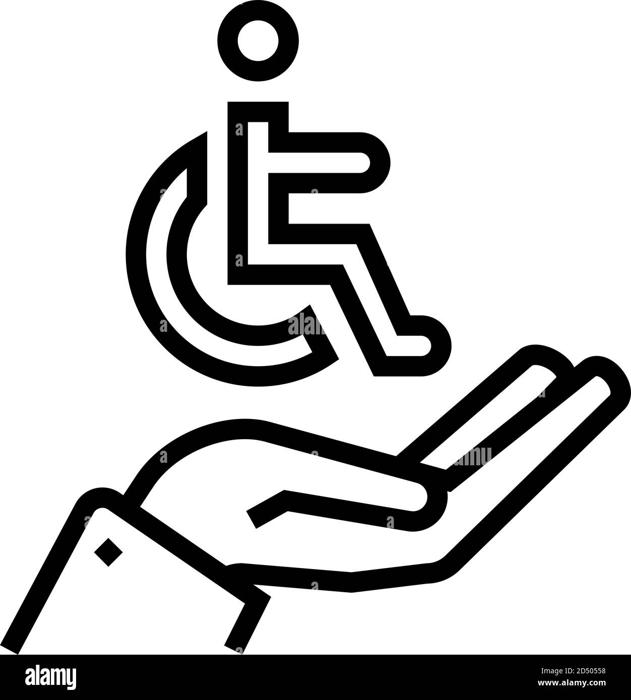 hand hold disabled human sign line icon vector illustration Stock ...