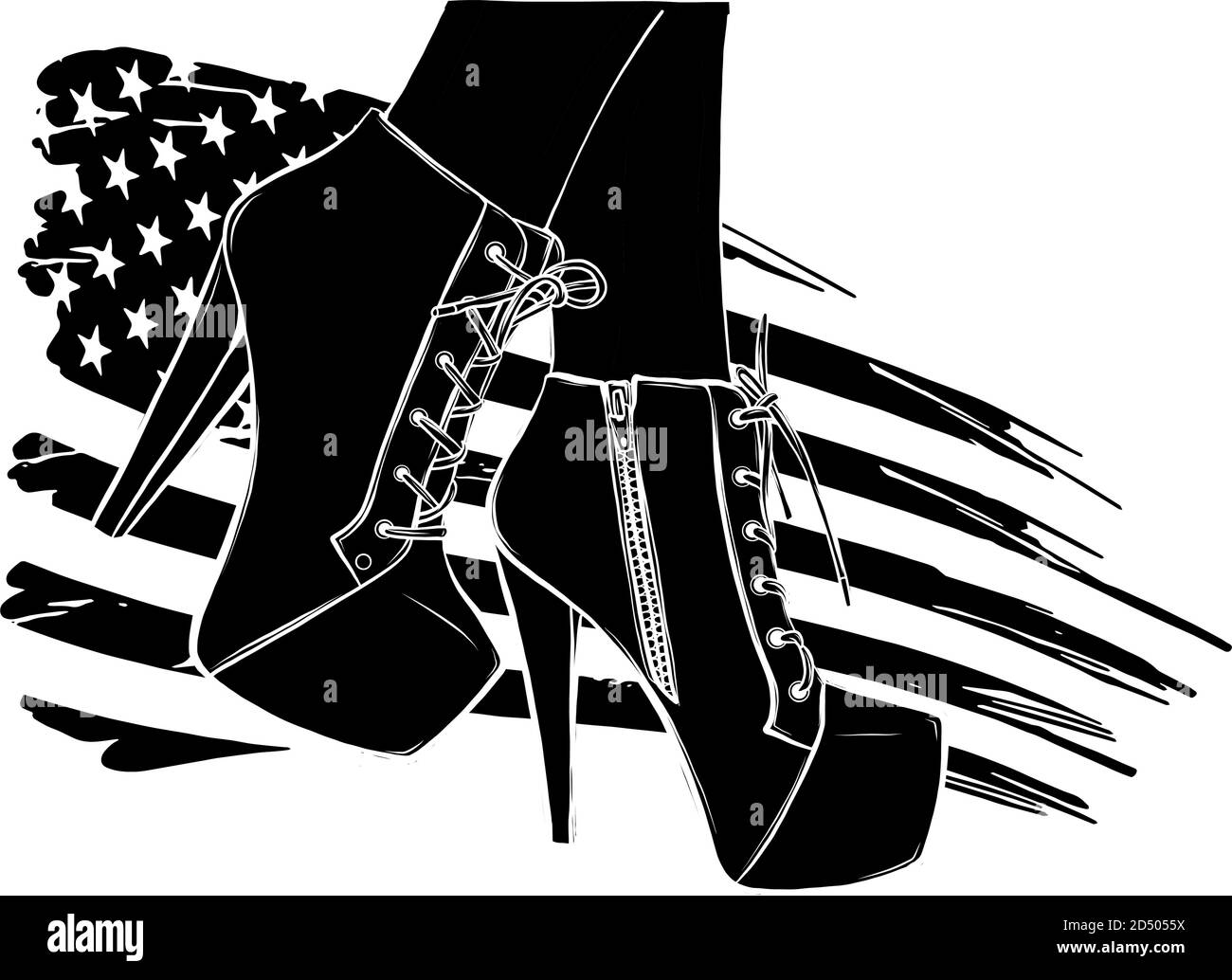 vector boots with american flag in the background black silhouette ...