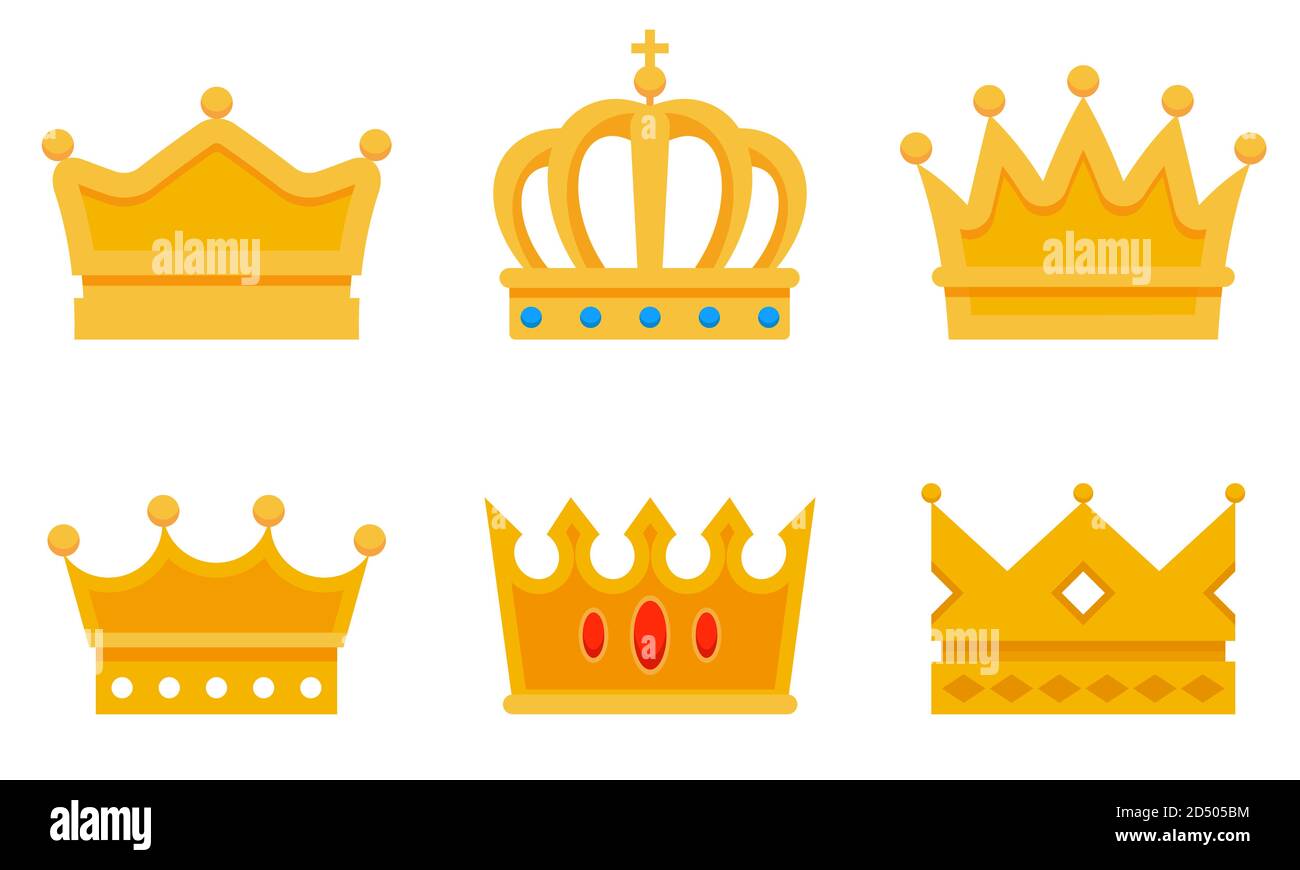 Set of different golden crowns. Beautiful symbols of king Stock Vector ...