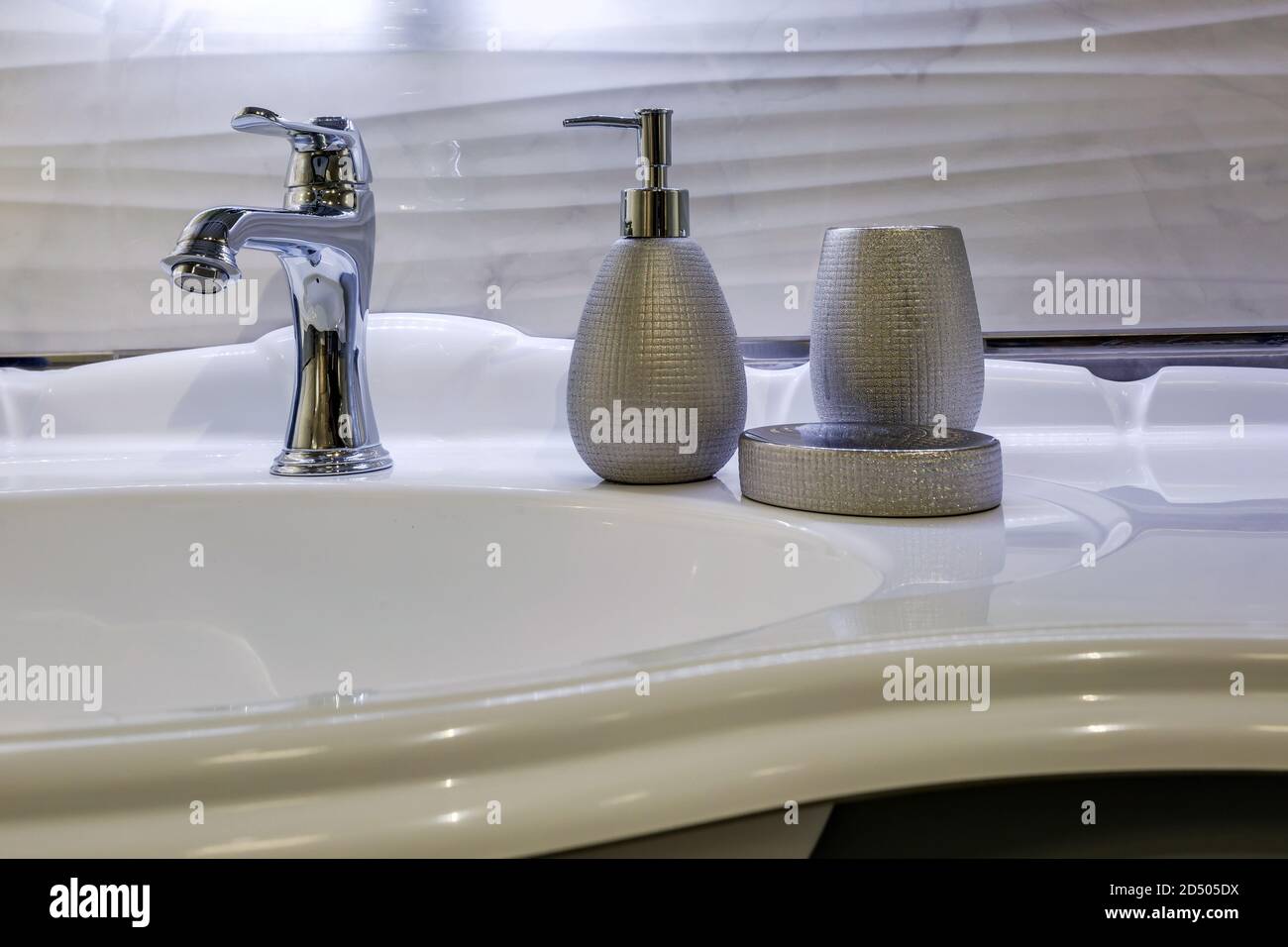 Ceramic Water tap sink with faucet with soap and shampoo dispensers in ...