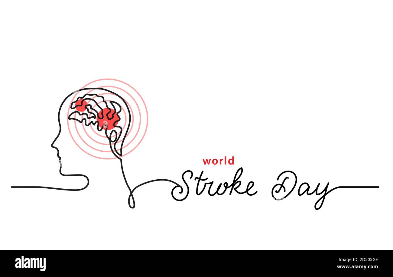 World stroke day simple line border, web banner, simple vector ...