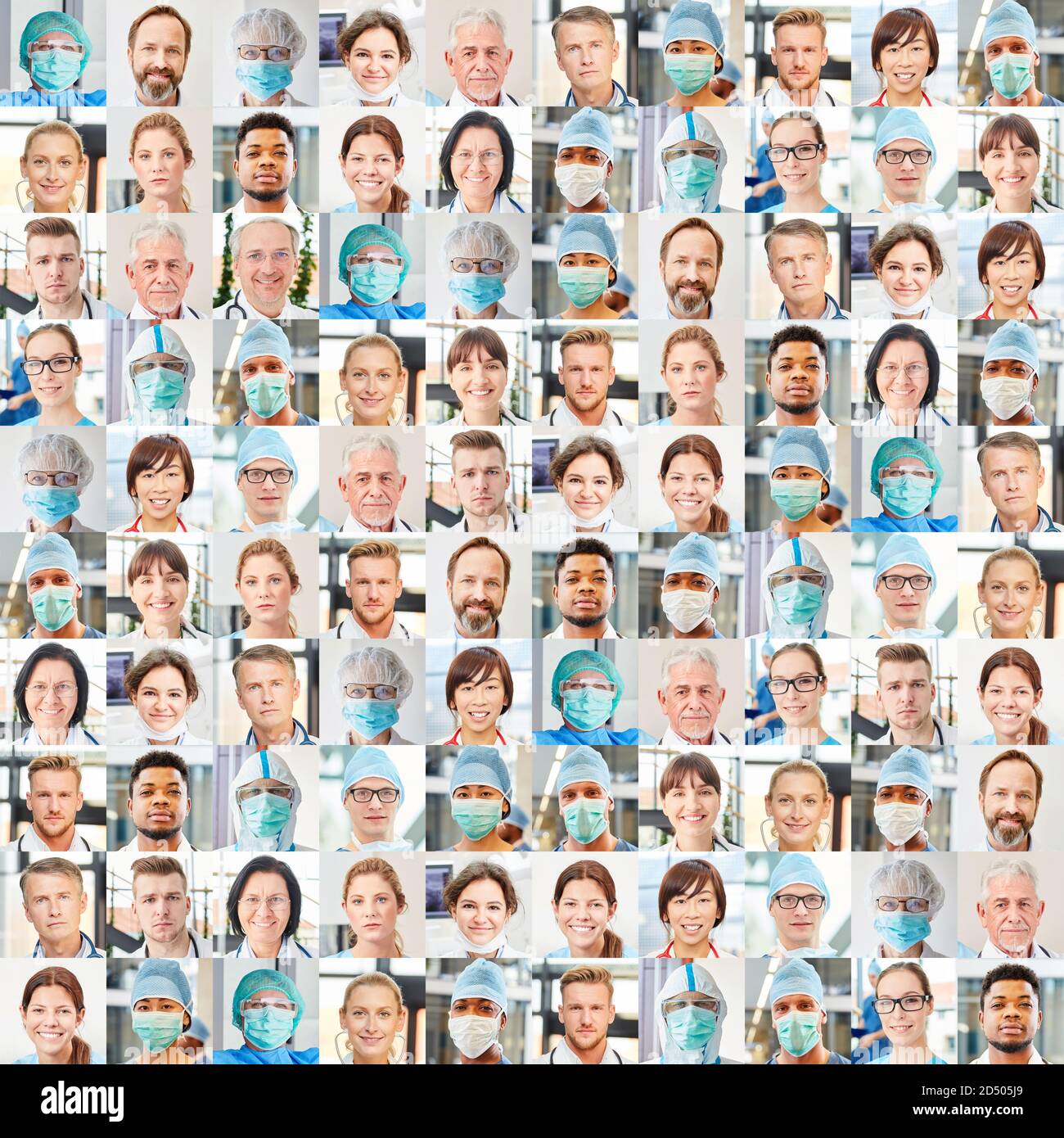 Portrait collage of doctor and nursing and intensive care team Stock ...