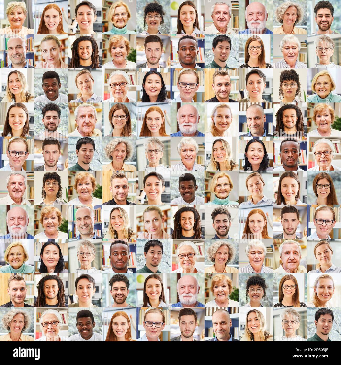 Portrait collage adult people of different generations in interiors ...